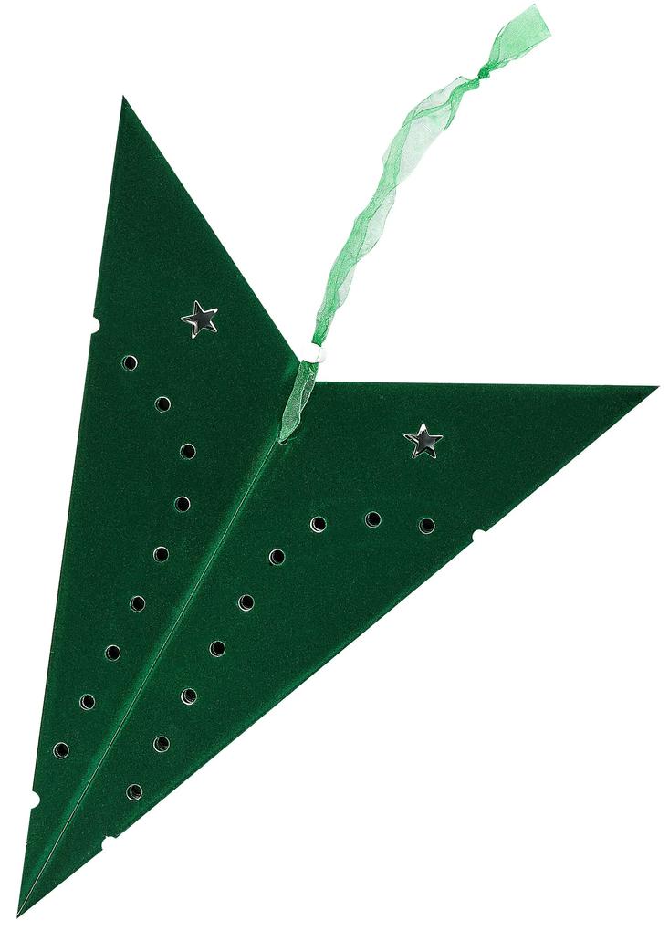 Sada 2 závěsných sametových hvězd s LED 60 cm zelené MOTTI Beliani