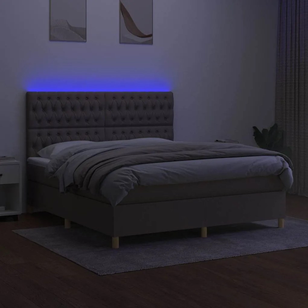 Box spring postel s matrací a LED taupe 180x200 cm textil 3135697