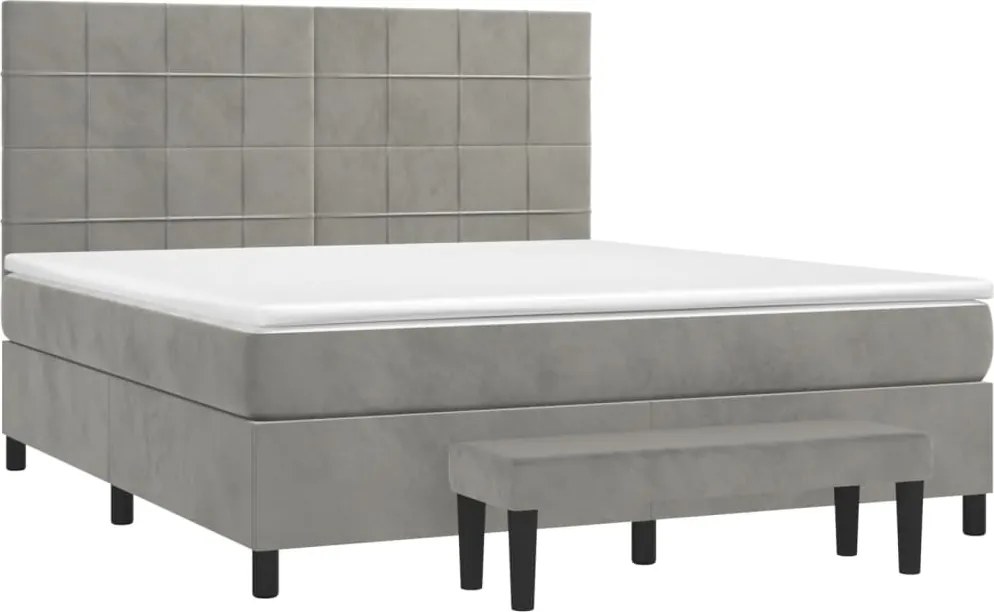 Box spring postel s matrací světle šedá 180x200 cm samet 3137857