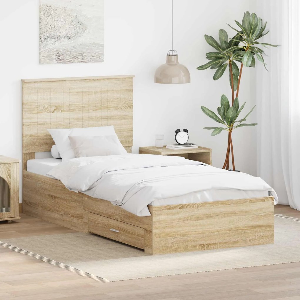 Rám postele se zásuvkou Sonoma dub 90 x 200 cm Kompozitní dřevo 3411352