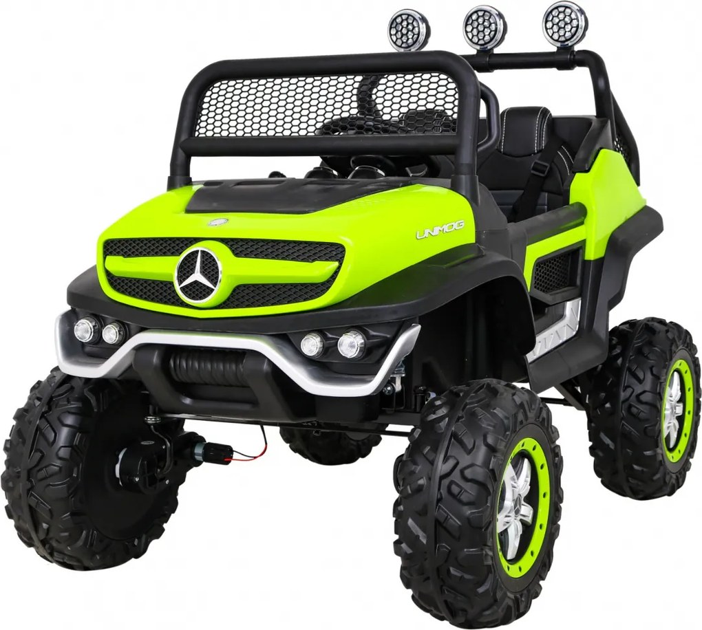 Ramiz Mercedes Benz Unimog elektrické autíčko pro děti zelené + pohon 4x4