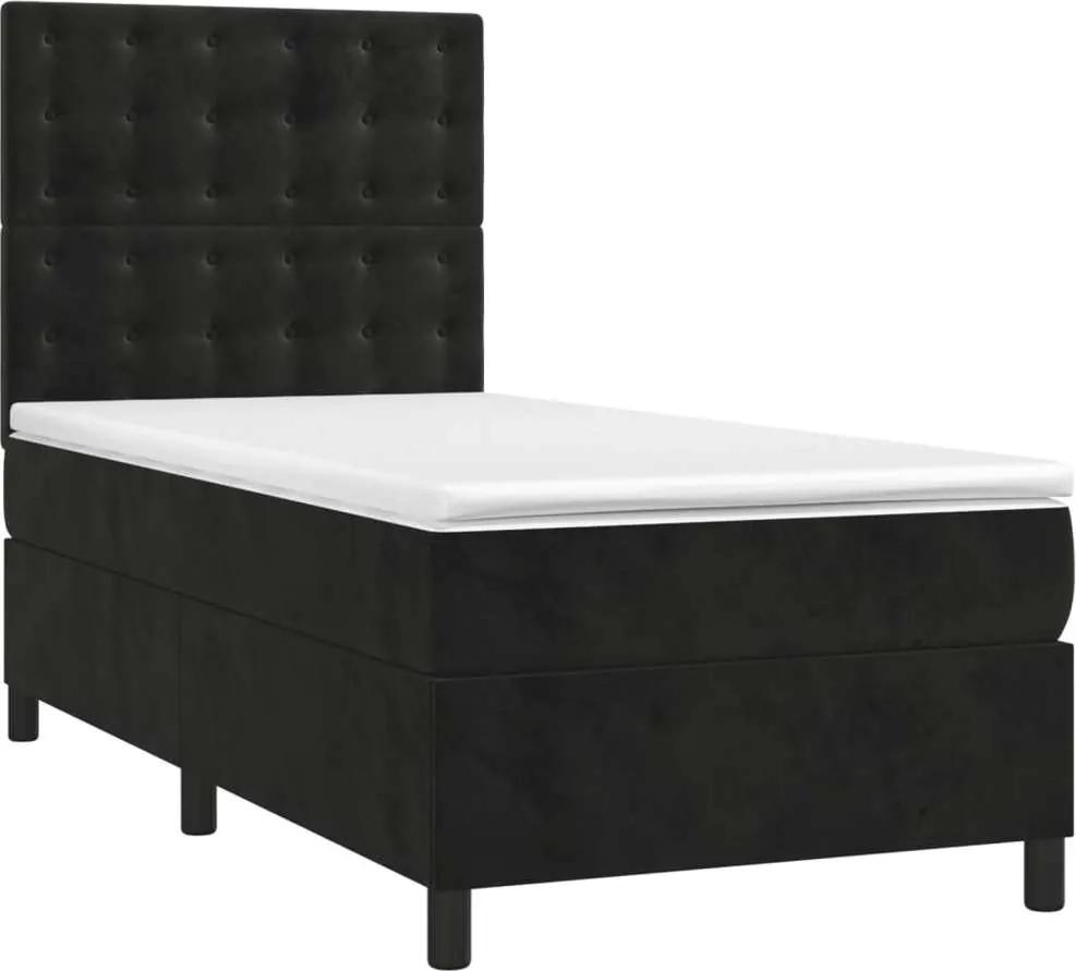 vidaXL Box spring postel s matrací 90x200 cm samet [3143243] Barva: Tmavě moddrá