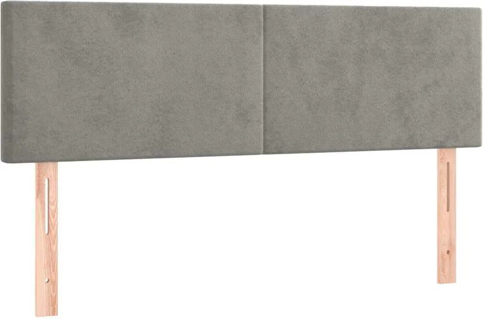 Čelo postele s LED světle šedé 144 x 5 x 78/88 cm samet 3121380