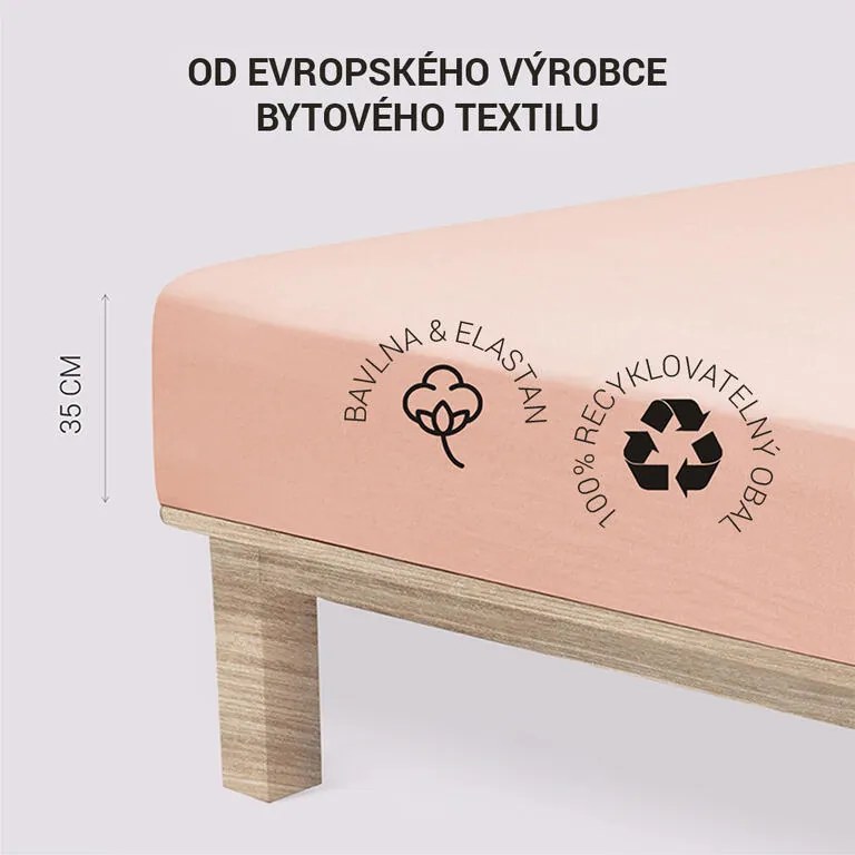 Napínací prostěradlo jersey s elastanem pudrové 90 x 200 cm