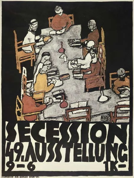 Egon Schiele - Obrazová reprodukce Poster for the Vienna Secession, 49th Exhibition, Die Freunde, (30 x 40 cm)