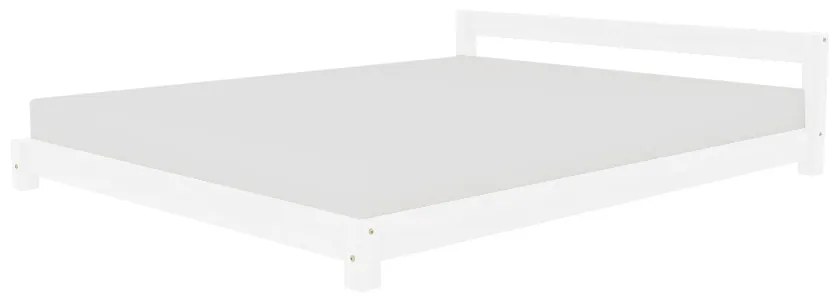 Benlemi Dvoulůžková dřevěná postel COMFY ve scandi stylu Zvolte barvu hranolů: Nelakovaná, Zvolte barvu ploch: Bílá, Zvolte rozměr: 200x200 cm