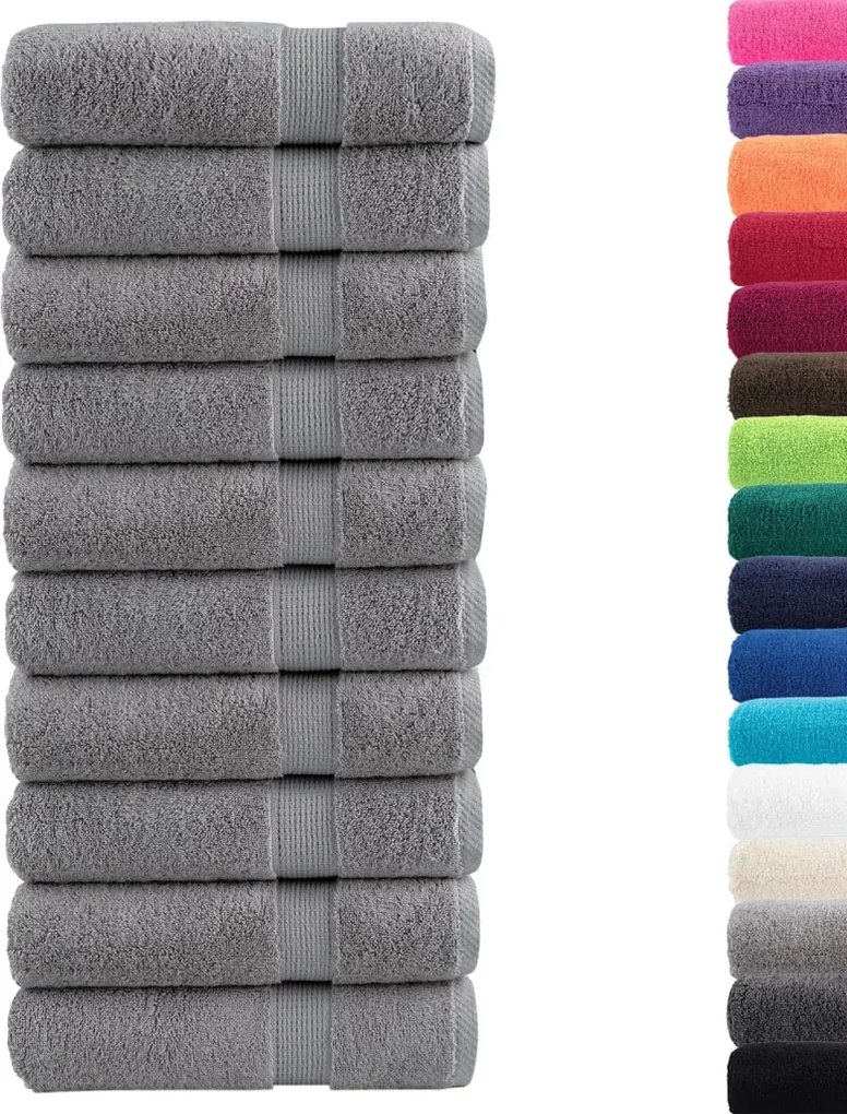 Prémiové ručníky SOLUND 10 ks šedé 50x100 cm 600 g/m² 137307