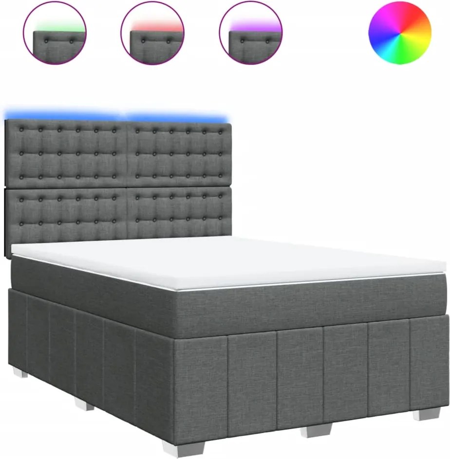 Box spring postel s matrací tmavě šedá 140x200 cm textil 3294006