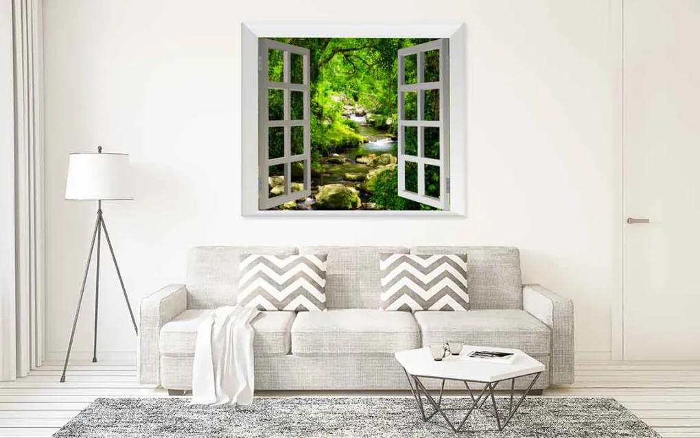 3D obraz okno lesní říčka Velikost (šířka x výška): 150x130 cm