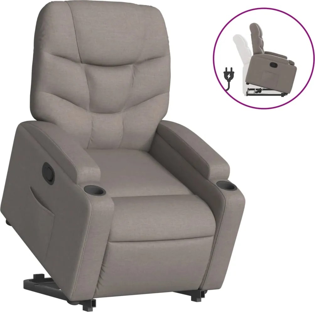 Zvedací polohovací křeslo taupe textil 3204604