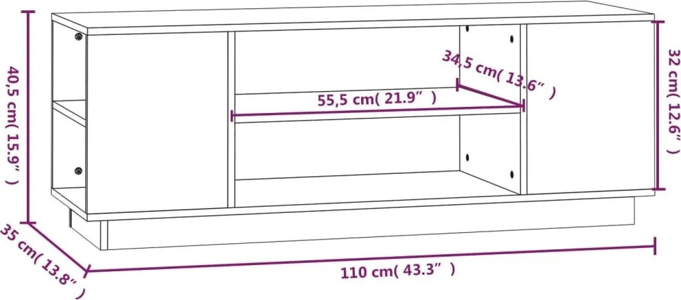 vidaXL TV skříňka 110 x 35 x 40,5 cm masivní borové dřevo [814413] Barva: Černá