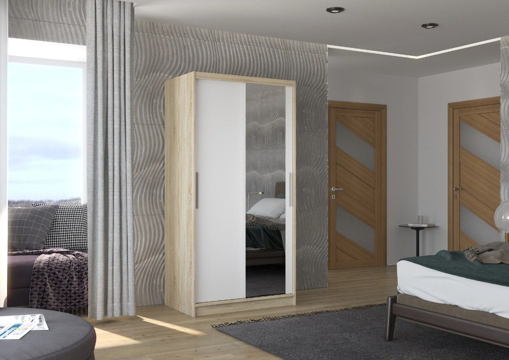 ADRK Furniture Posuvná skříň se zrcadlem BAROS 100 ADRK-SW-BAR-SW-100