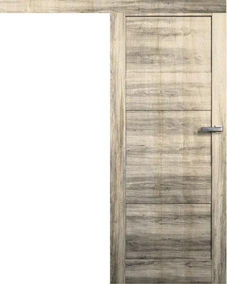 posuvné interiérové dveře na stěnu vasco doors TEO plné, model 1 Průchozí rozměr: 70 x 197 cm, Orientace dveří: Levé dveře, Dekor: Buk jasmínový