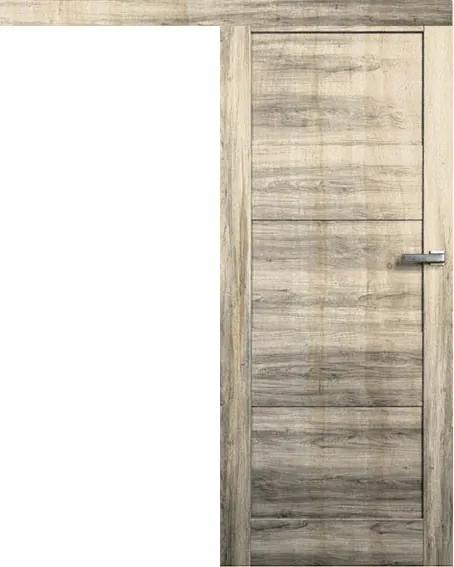 posuvné interiérové dveře na stěnu vasco doors TEO plné, model 1 Průchozí rozměr: 70 x 197 cm, Orientace dveří: Levé dveře, Dekor: Dub Aljaška