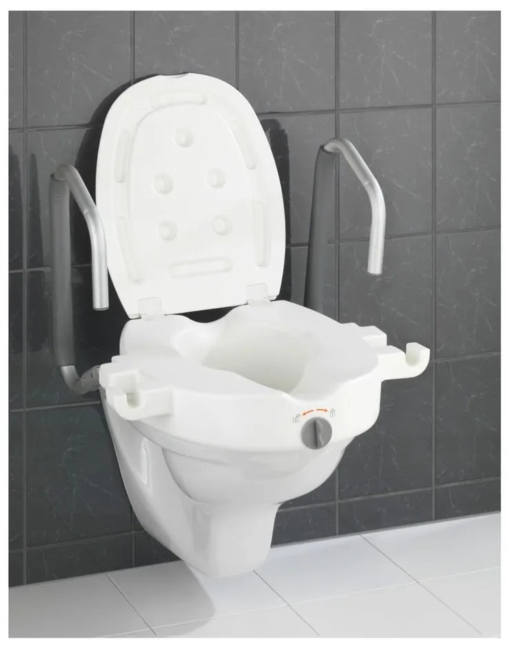 Zvýšené WC sedátko s opěrkami pro seniory Wenko Secura, 47,5 x 55 cm