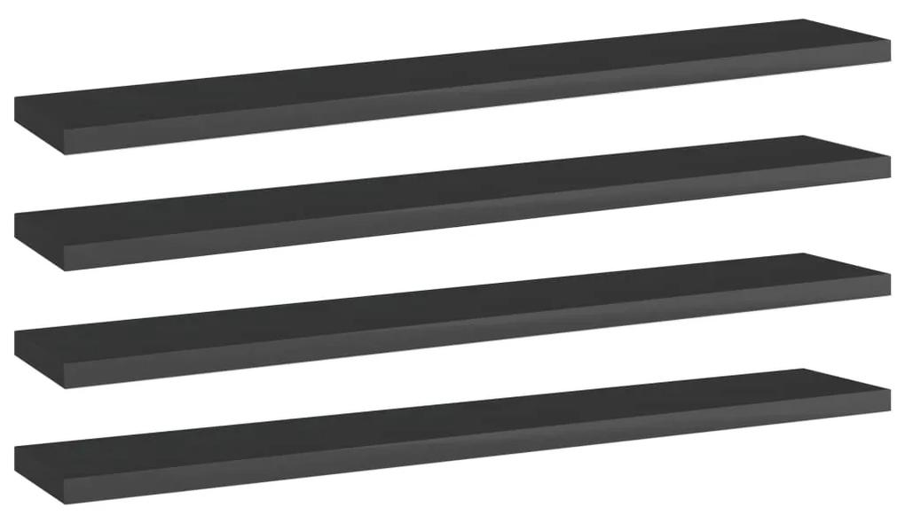 805214 vidaXL Přídavné police 4 ks černé vysoký lesk 60x10x1,5 cm dřevotříska
