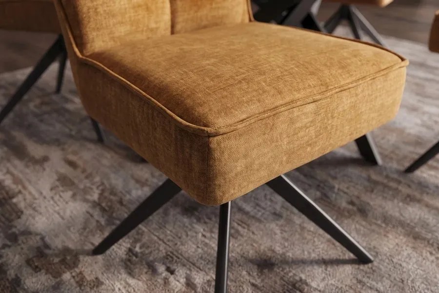Designová otočná židle Narayan hořčicový samet