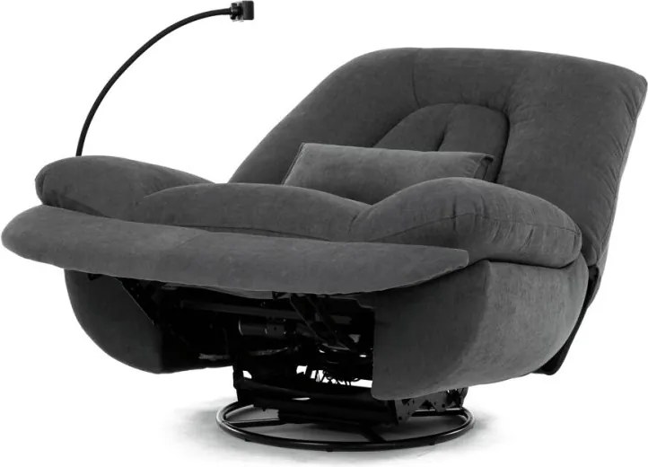 Polohovací křeslo TV-7081 GREY2, elektrické zabudované ovládání, látka, šedá (118 x 112) cm