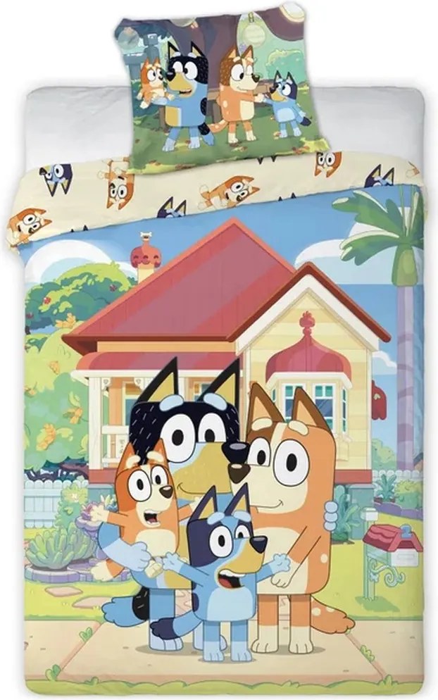 Povlečení do dětské postýlky Bluey a její rodina - 100% bavlna - 40 x 60 cm + 100 x 135 cm