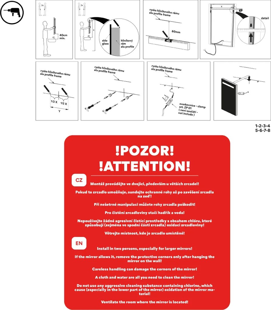 Nimco LED zrcadlo 1000x700 se dvěma dotykovými senzory - ZP 17004VX