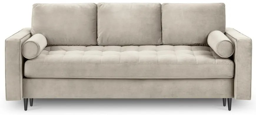Béžová sametová rozkládací/s úložným prostorem pohovka 225 cm Santo - II. jakost – Milo Casa