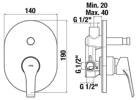 Jika Cube Vanová podomítková baterie s přepínačem, chrom H3211W60040001