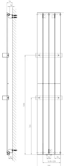 Sapho - Koupelnový radiátor COLONNA 614W/230V 29x180 cm stříbrná