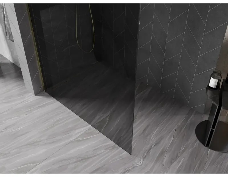 Mexen, Mexen Kioto-X sprchová stěna 90 x 200 cm, grafit 10 mm, zlatá - 800-090-101-50-40-X