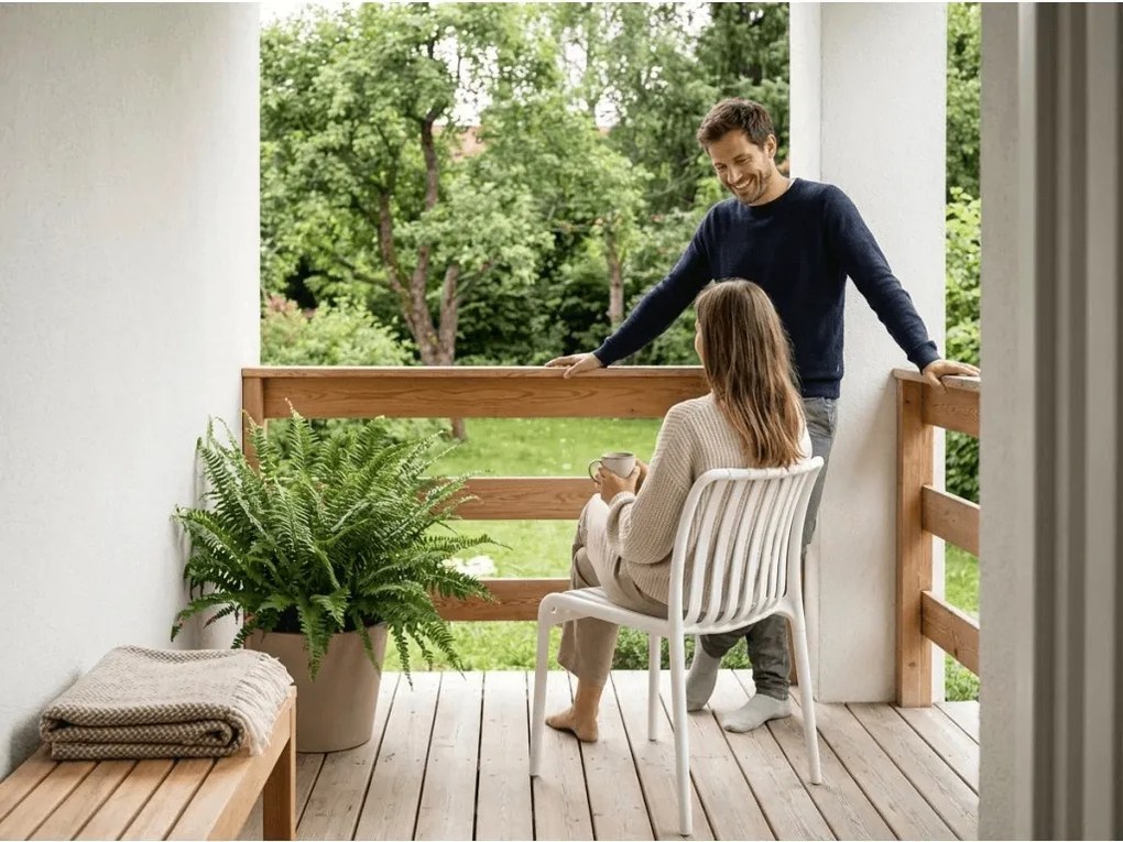Zahradní set TREGO ISLAND - 4 židle a kulatý stůl ø 90 cm, bílá