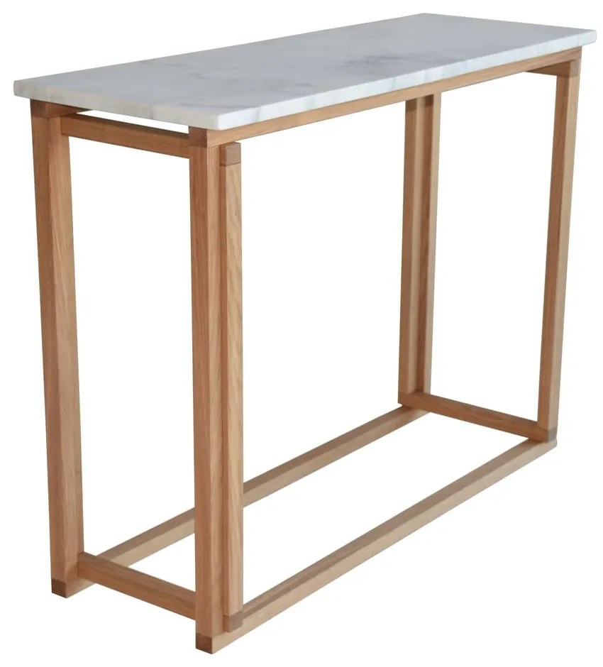 Bílý mramorový konferenční konferenční stolek s podnožím z dubového dřeva RGE Accent, šířka 100 cm