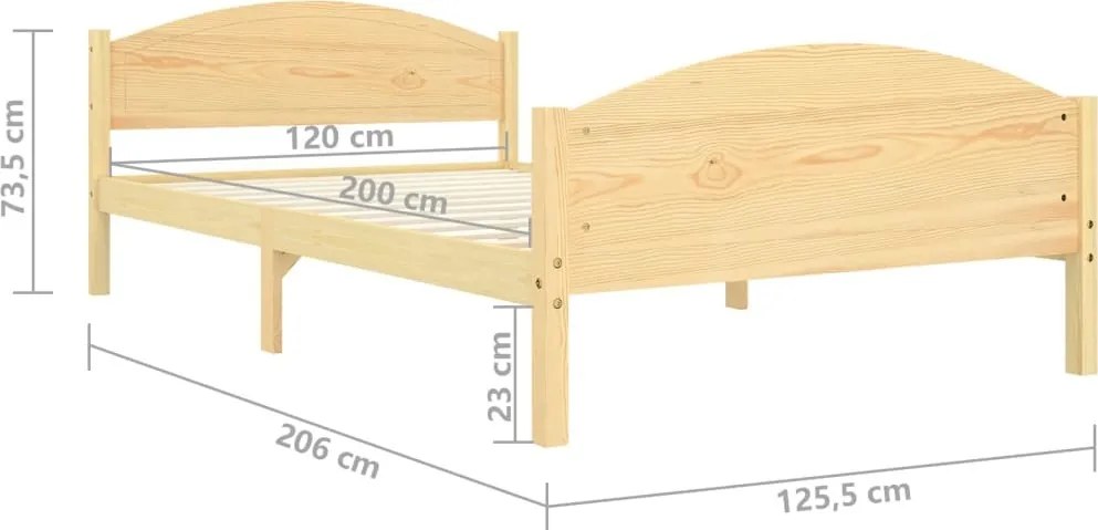 vidaXL Rám postele masivní borovice 120 x 200 cm [322028] Barva: Hnědá