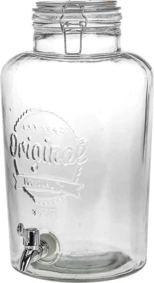 Skleněná nádoba s kohoutkem na limonádu, 8 L