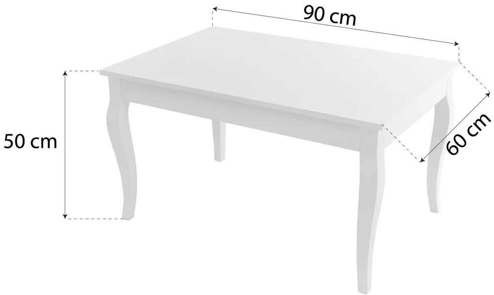 Konferenční stůl 90x50 cm - bílý