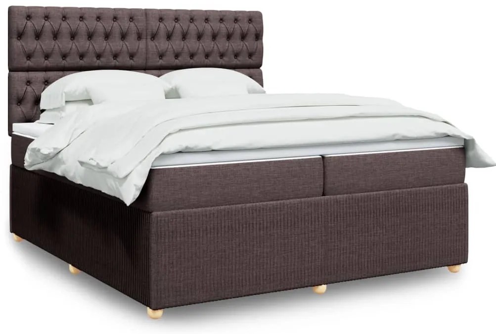 Box spring postel s matrací tmavě hnědá 200x200 cm textil