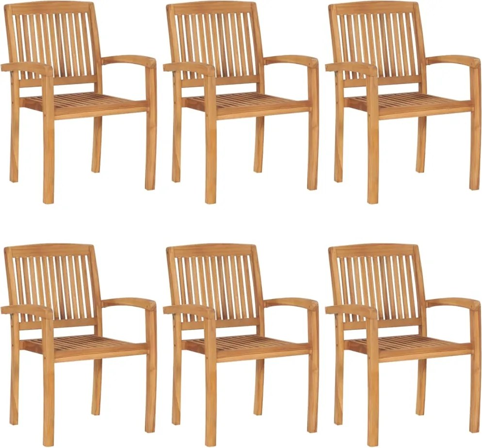 Stohovatelné zahradní židle s poduškami 6 ks masivní teak 3073272