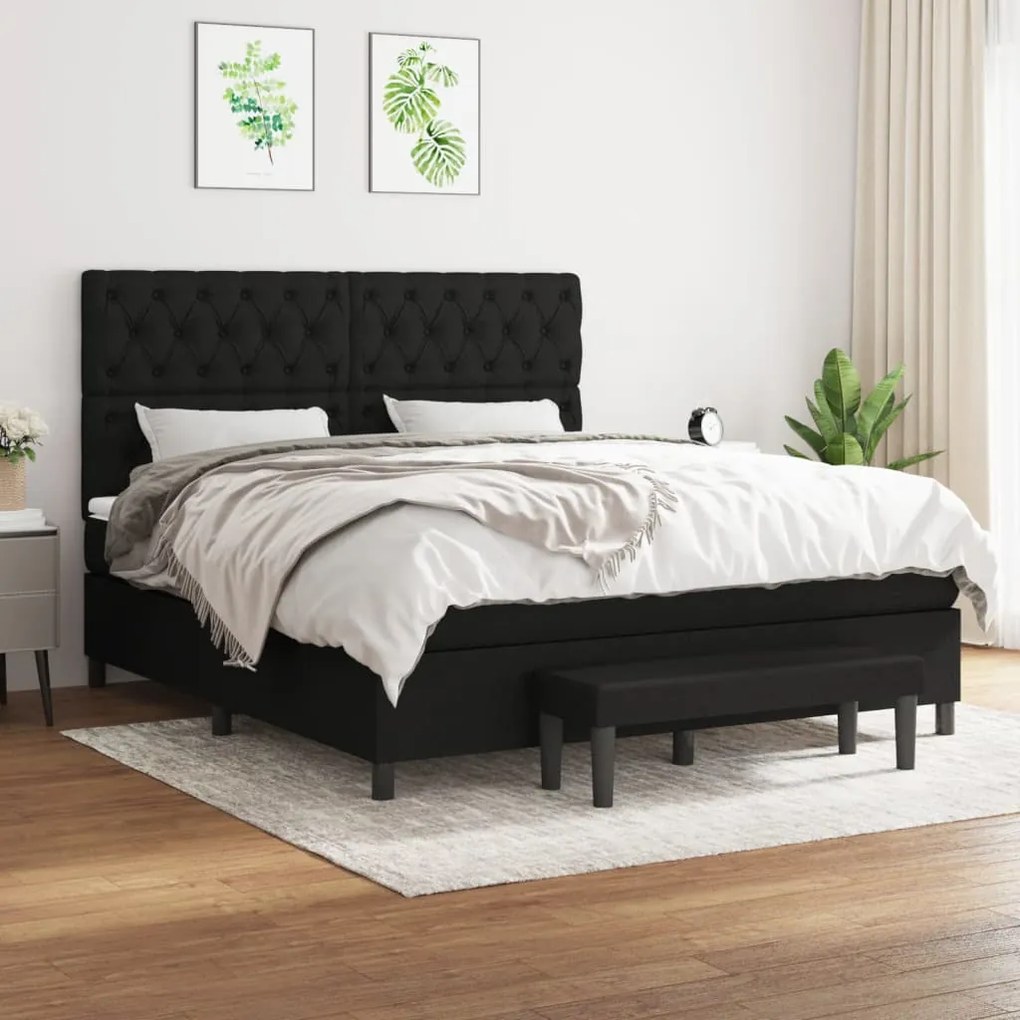 Box spring postel s matrací černá 160x200 cm textil 3136847