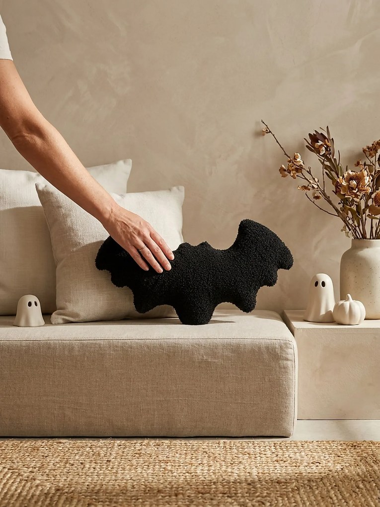 Sinsay - Halloweenský dekorativní polštář ve tvaru netopýra - černá