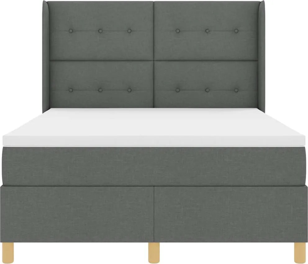 Postel s boxspringem s čelo Tmavě šedá 140 x 200 cm textil 3341834