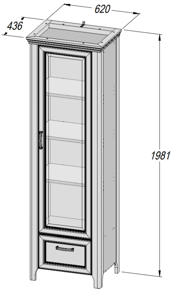 Sconto Vitrína ALEXANDRIA 711 R dub sněhobílý