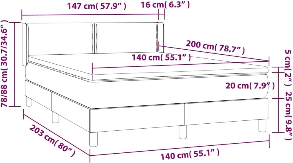 Box spring postel s matrací krémová 140x200 cm textil 3130198