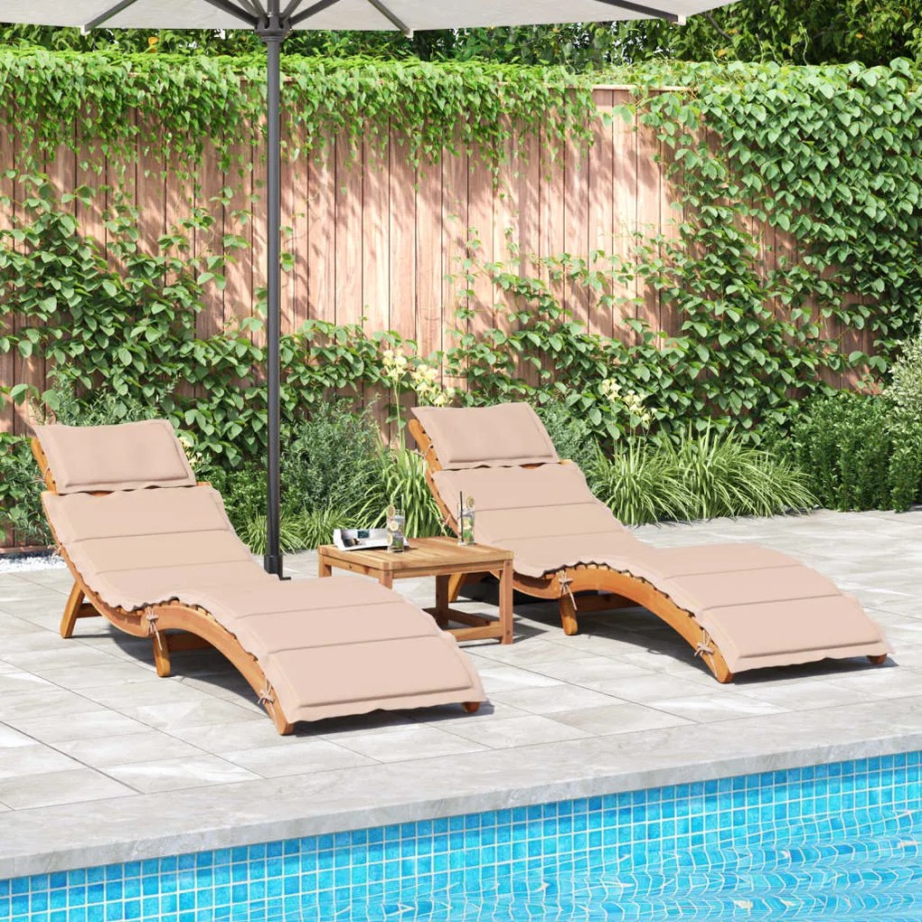Zahradní lehátka s poduškami 2 ks béžová masivní akácie 3214835