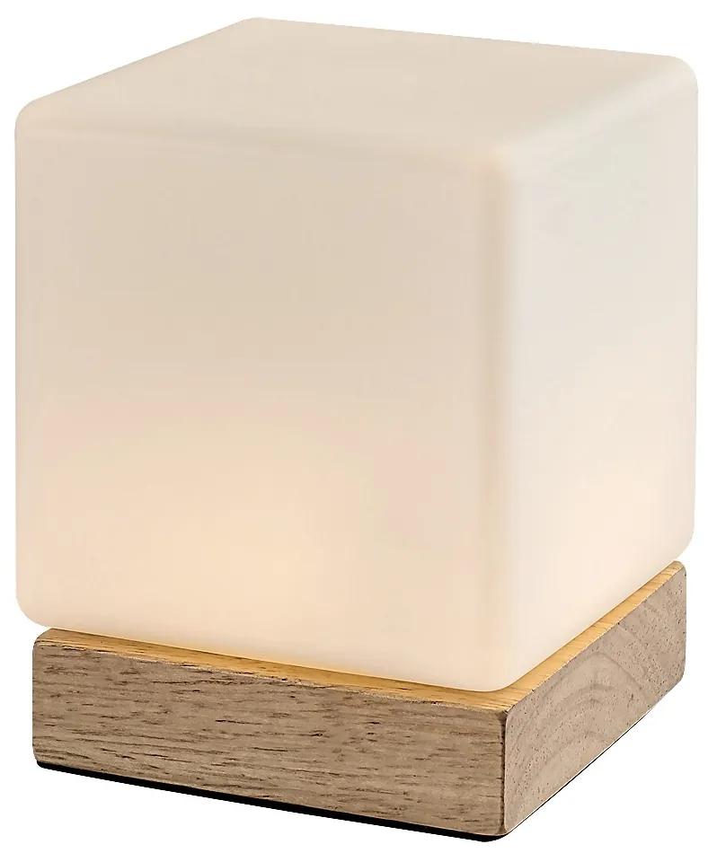 RABALUX Stolní LED hranatá stmívatelná lampička PIRIT, 1,2W, teplá bílá, hnědobílá 0076003