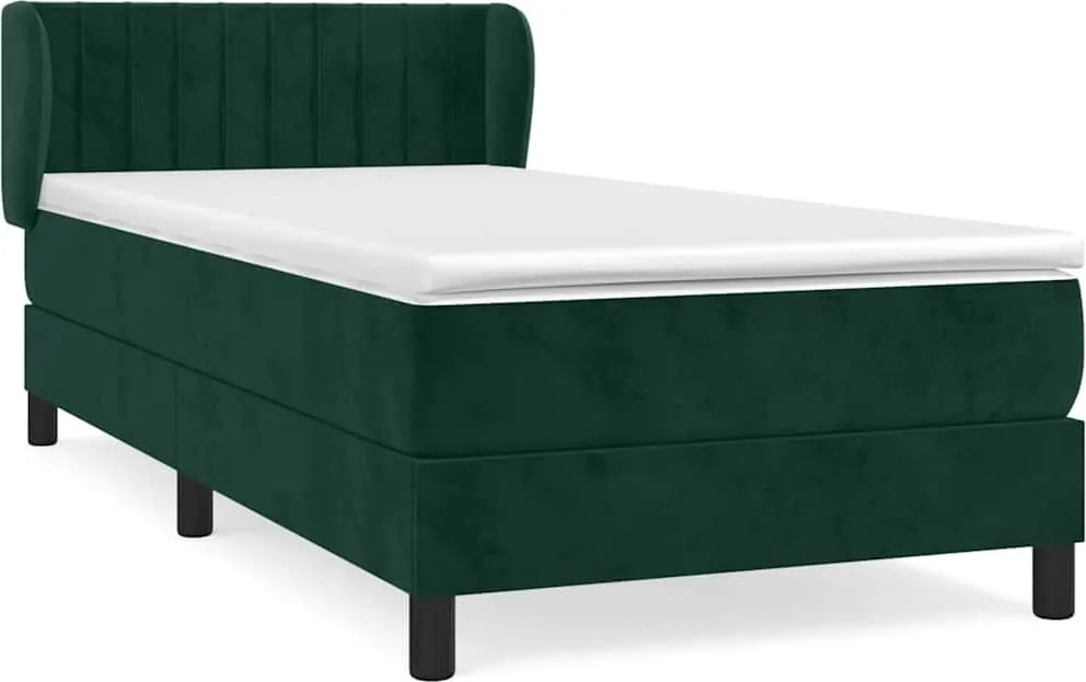 Box spring postel s matrací tmavě zelená 100x200 cm samet 3127598