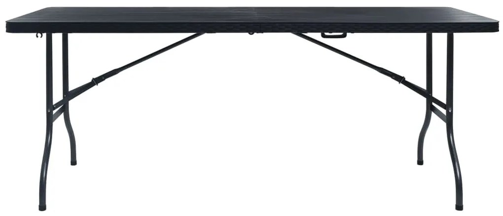 vidaXL Marketos Skládací zahradní stůl černý 180x75x72 cm HDPE imatace ratan