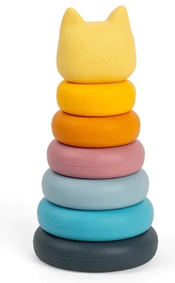 Bigjigs Toys Silikonová stohovací věž Kočka