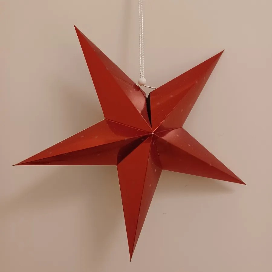 Vánoční papírová hvězda do okna 45 cm, 5cípá, červená