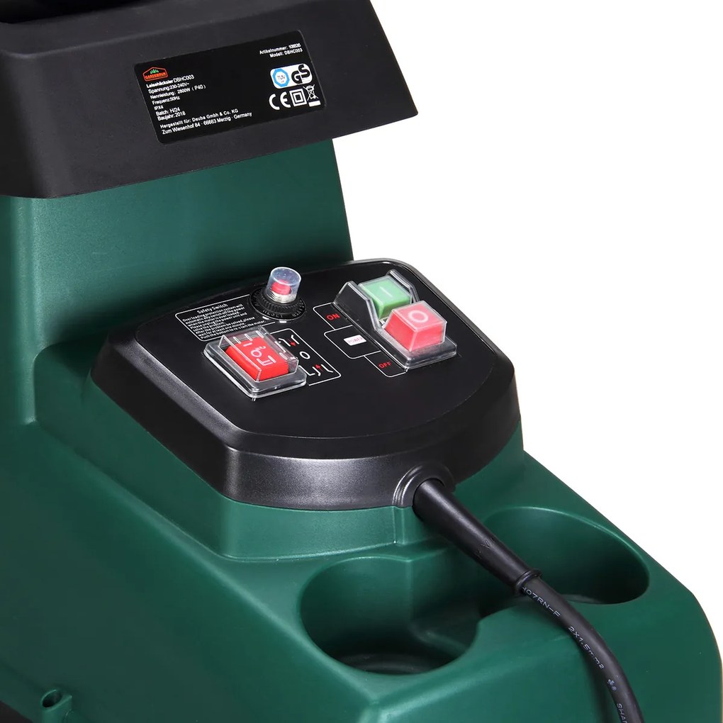 Drtič větví 3100W se sběrnou nádobou 60L max 92dB