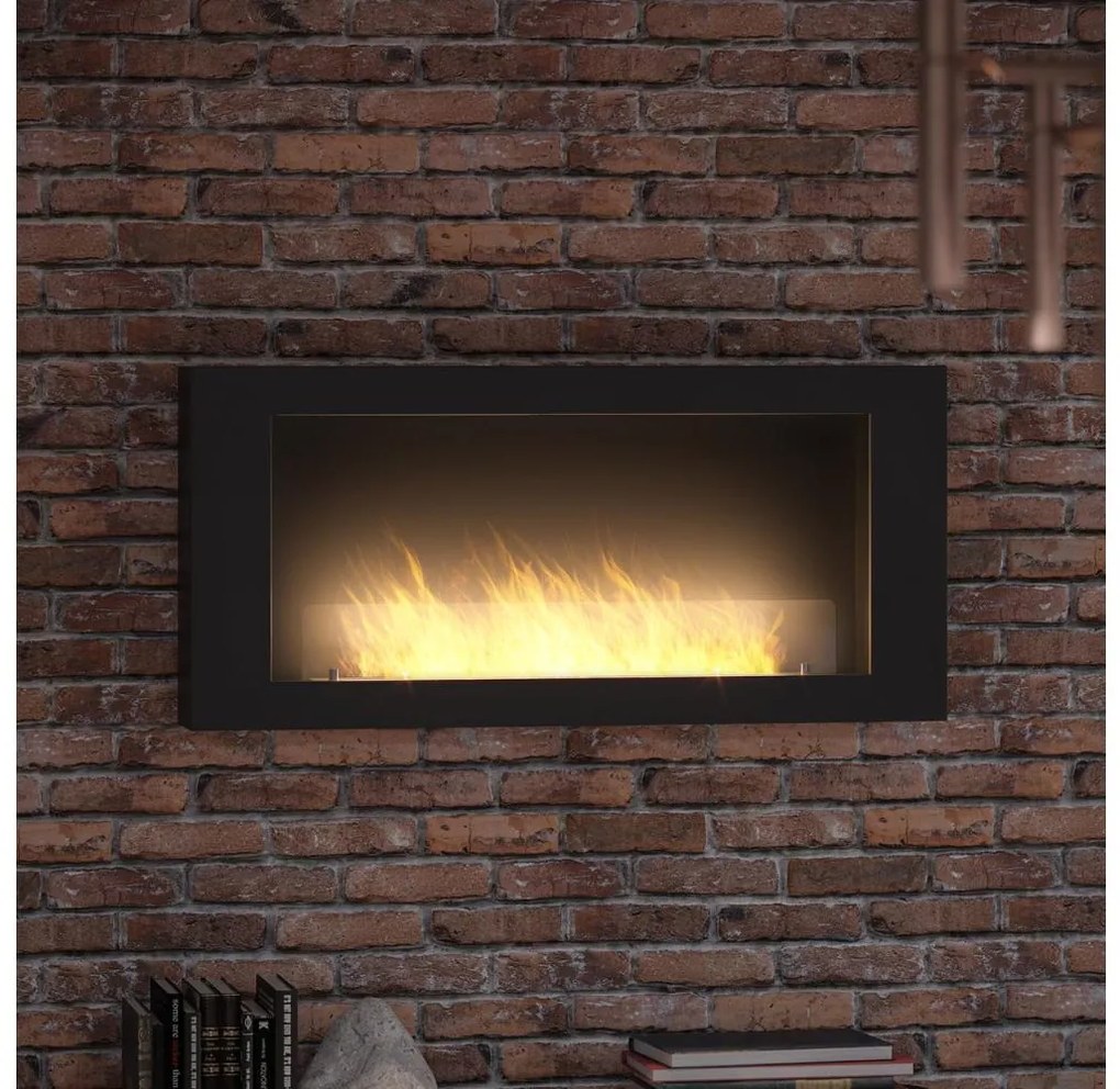 InFire - Nástěnný BIO krb 120x56 cm 3kW černá MURALL 1200