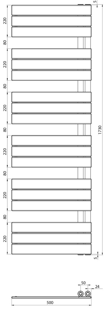 Aqualine Aqualine, MYTHOS topné těleso 500x1730 mm, černá mat, LLM517B