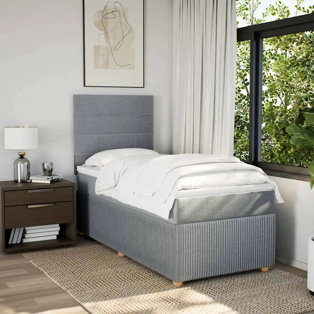 Box spring postel s matrací světle šedá 90x200 cm textil 3294239